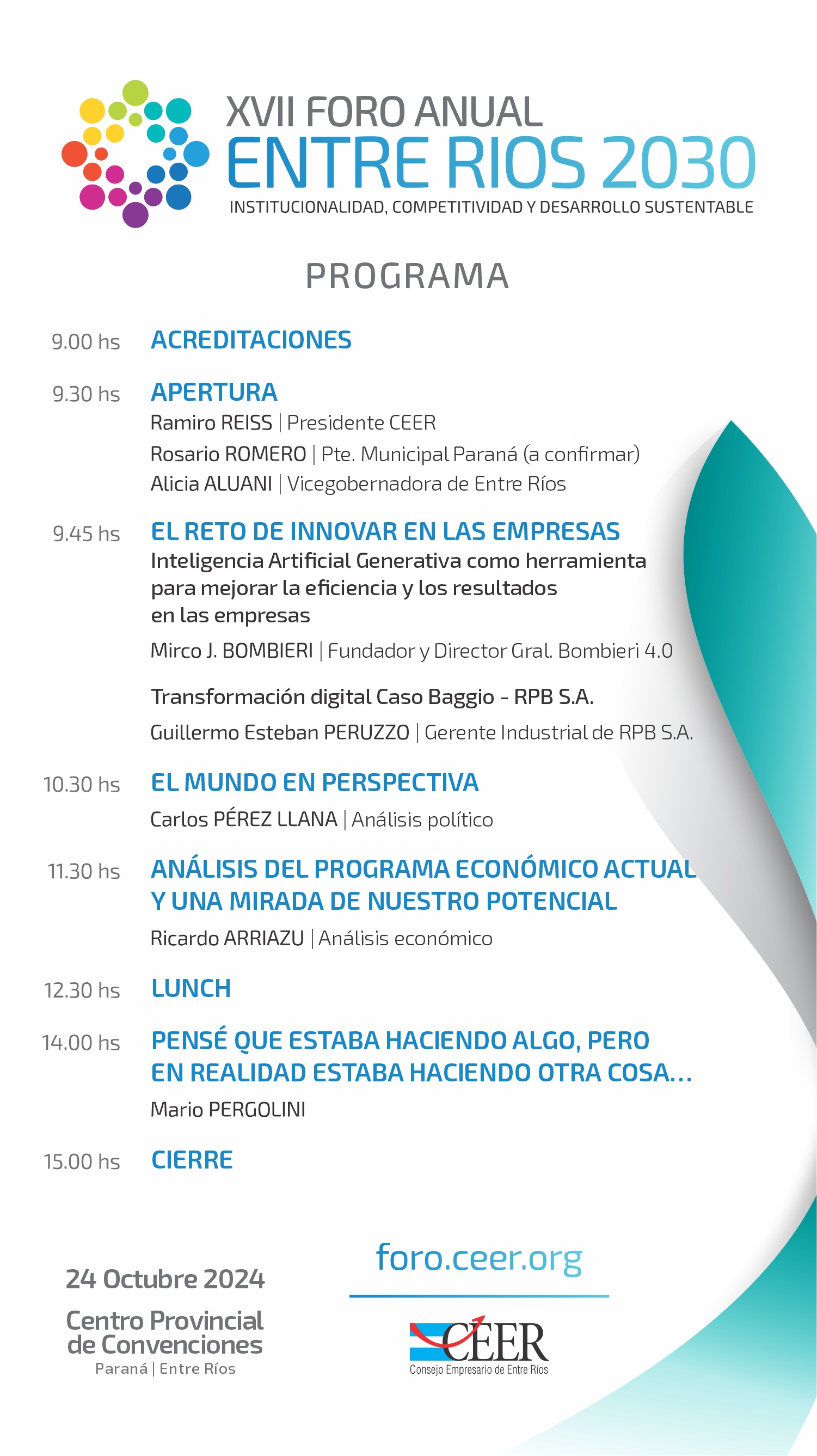 Programa - XVII Foro Anual Entre Ríos 2030 “Institucionalidad ...